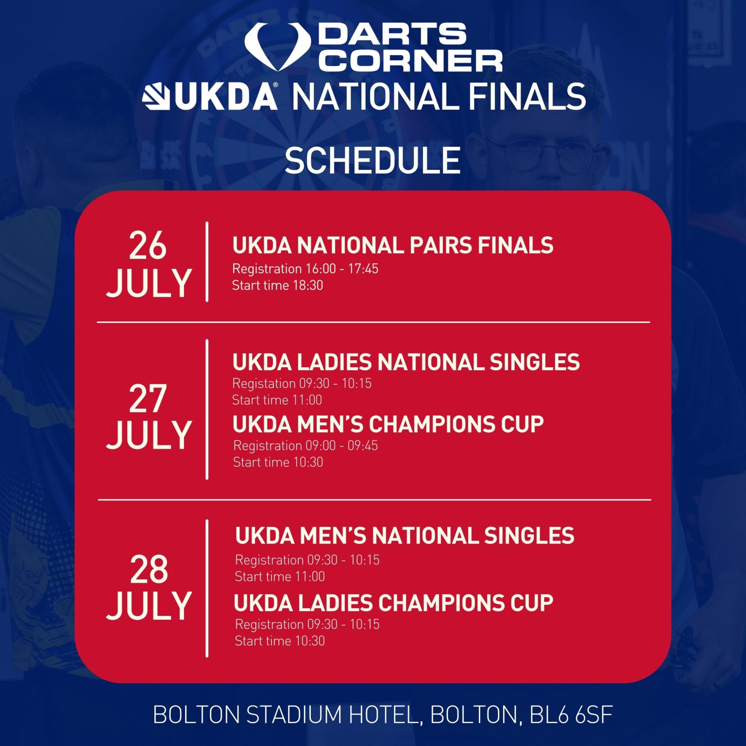 Darts Corner UKDA Finals Weekend Schedule & Hotel Information – United ...